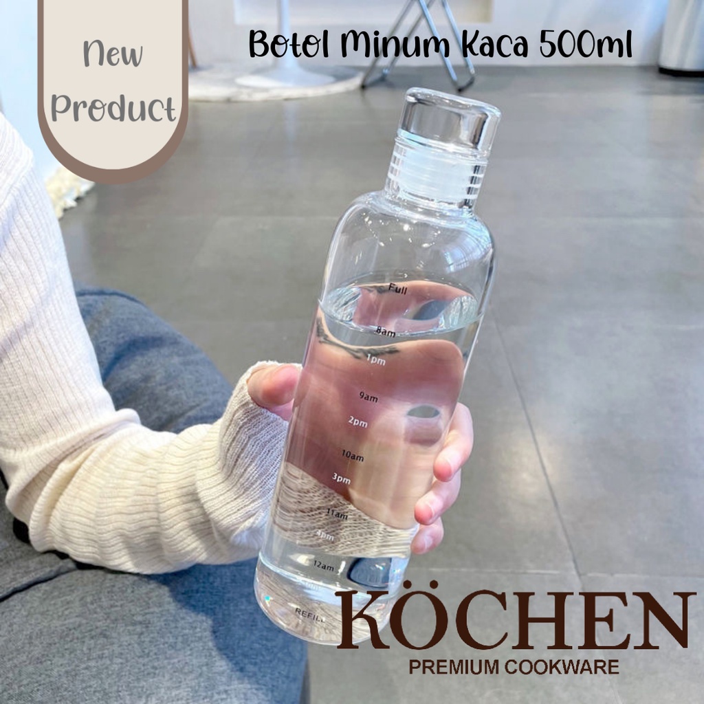 Jual MYKOCHEN.INA Botol Minum Kaca Water Bottle Aesthetic Bening ...