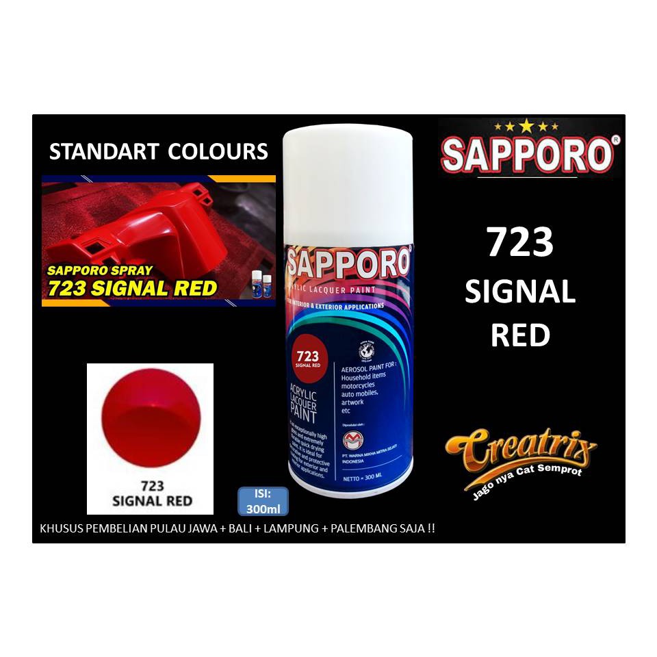 Jual Sapporo Paint Signal Red 723 / Merah / cat semprot / pylox / pylok ...