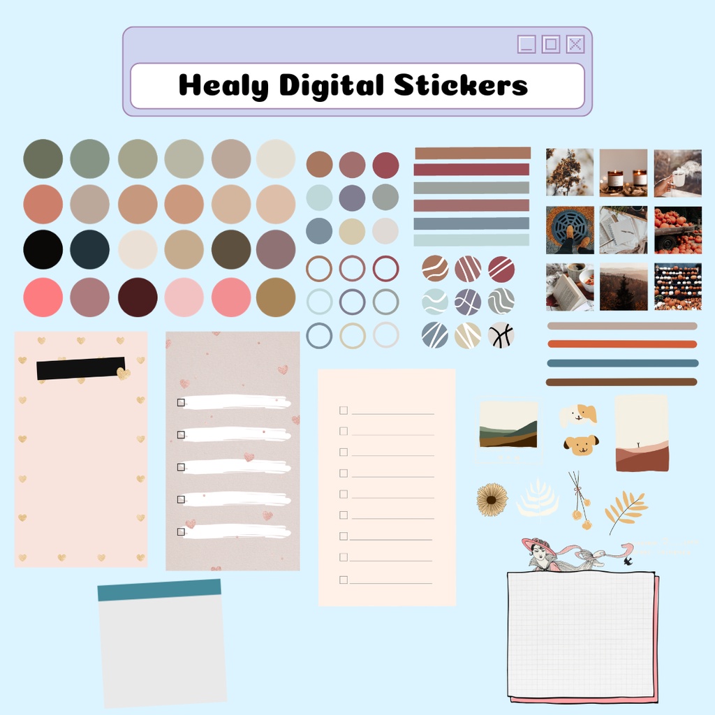 Jual Sticker Digital Pre-crop Cute Aesthetic Colorful for Goodnotes ...