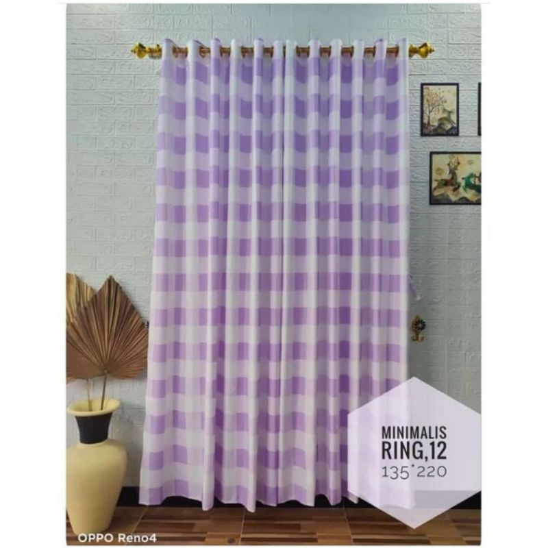 Jual Tirai Serut Pintu Dan Jendela Motif Estetik Aestetik Kotak Ungu ...