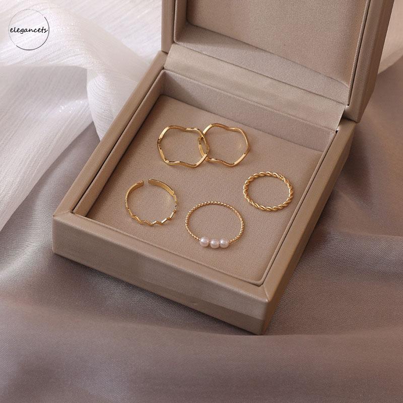 Jual Cincin wanita Mode Korea - Set Cincin Mutiara 5 Buah - Fashion Sederhana-E | Shopee Indonesia