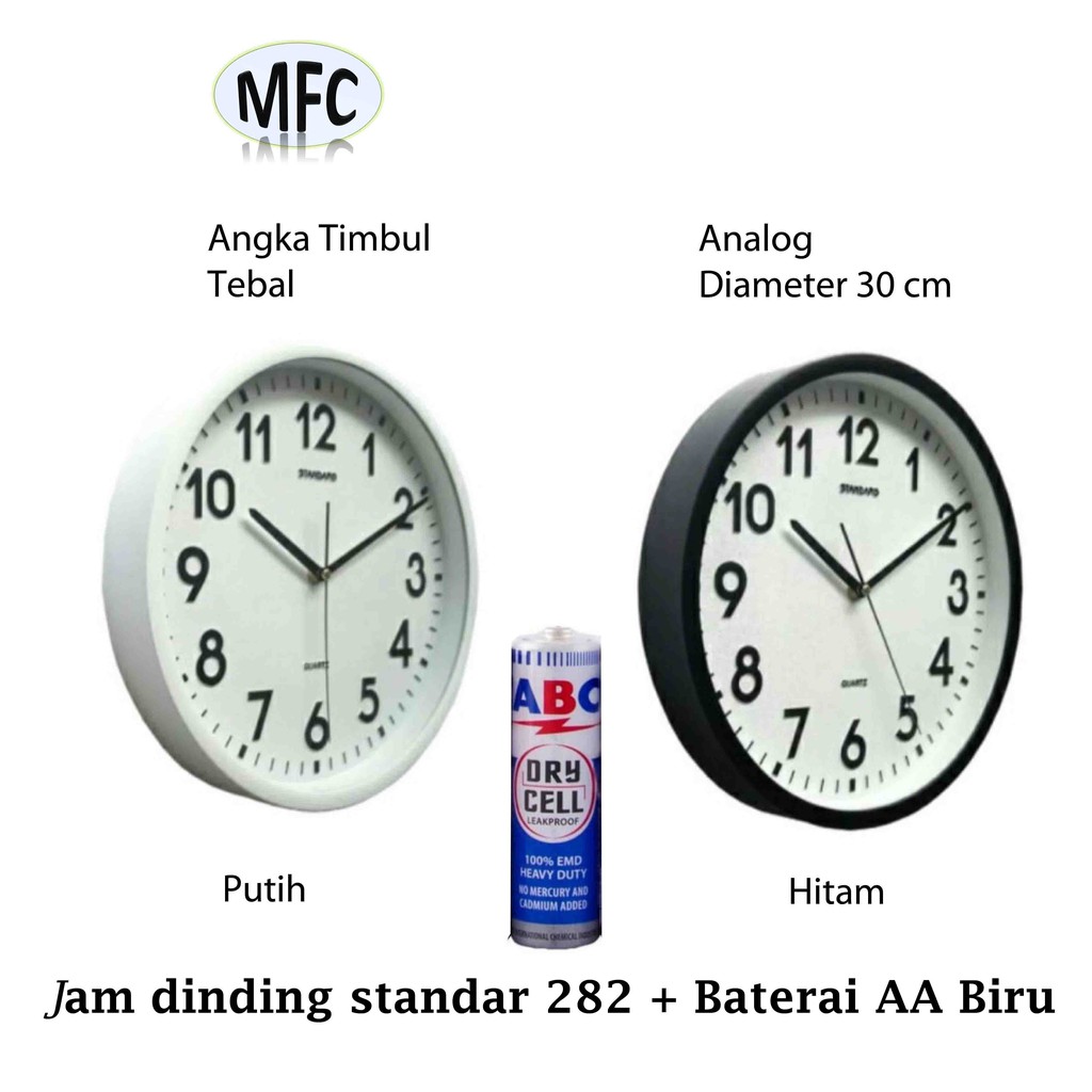 Jual Jam dinding Minimalis standar 282 hitam dan putih + Baterai A2 ...