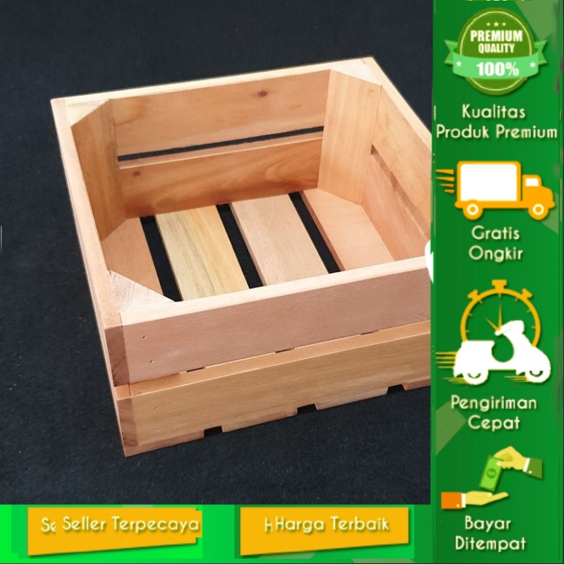 Jual Wooden Crate peti kotak penyimpanan box kayu dekorasi 24cm x 22cm ...