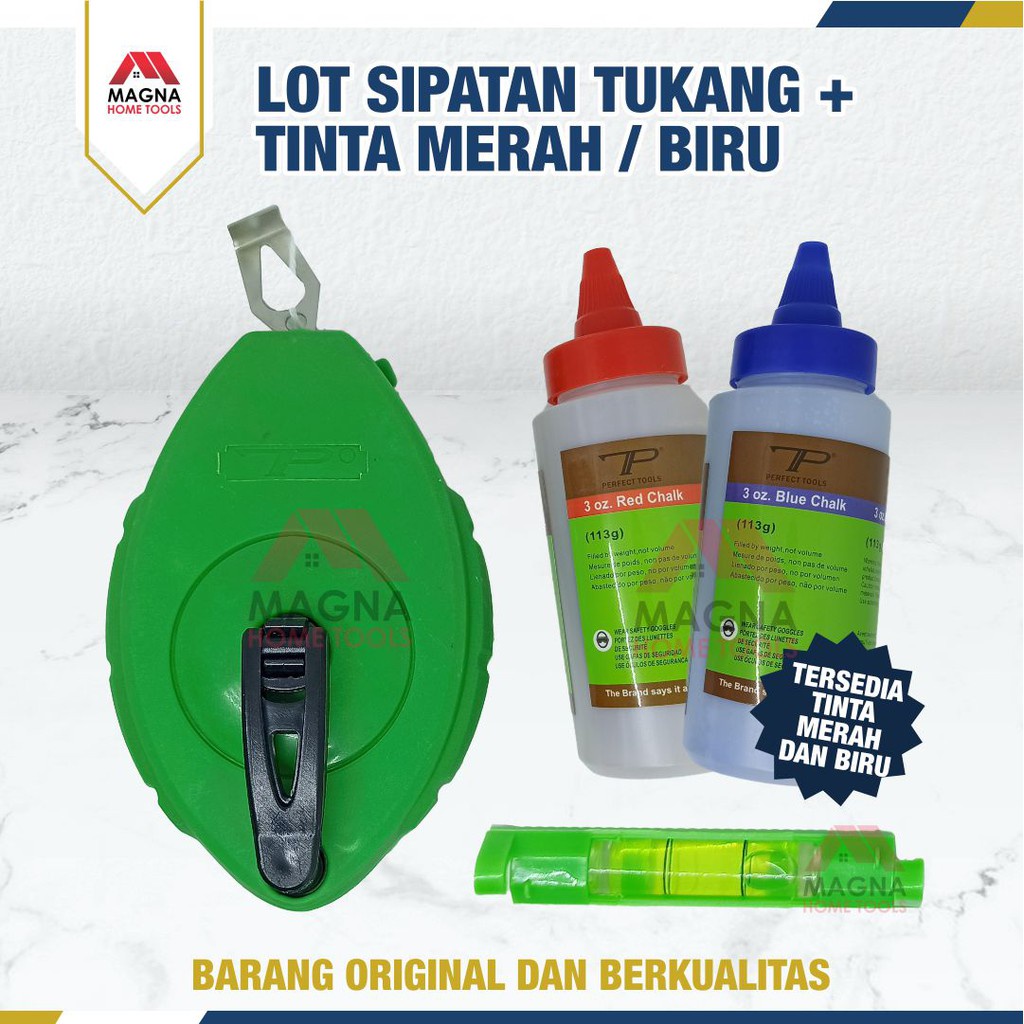 Jual SIPATAN LOT TUKANG CHALK LINE TINTA MERAH / BIRU [MURAH] | Shopee ...