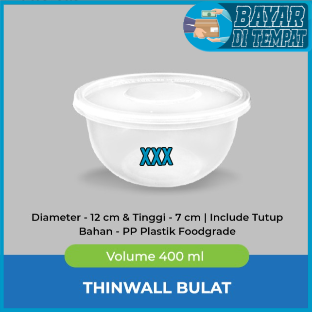 Jual THINWALL BULAT 400 ML ISI 25 PCS / THINWALL MURAH KOTAK MAKAN ...
