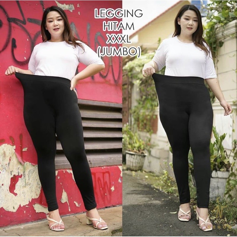 Jual LEGGING JUMBO WANITA XXXL HITAM / CELANA LEGGING BESAR GEMUK ...