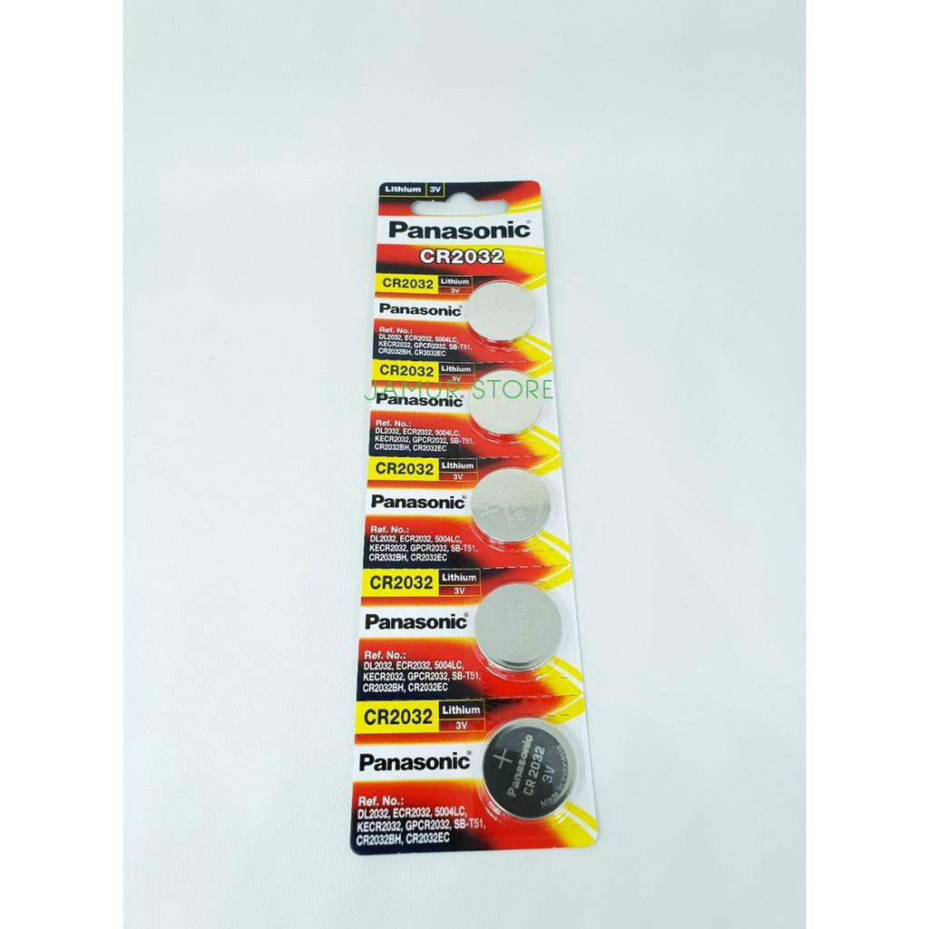 Jual Battery Panasonic CR2032 3V Lithium - Batu Baterai Batere coin CR-2032 isi 5pcs | Shopee ...