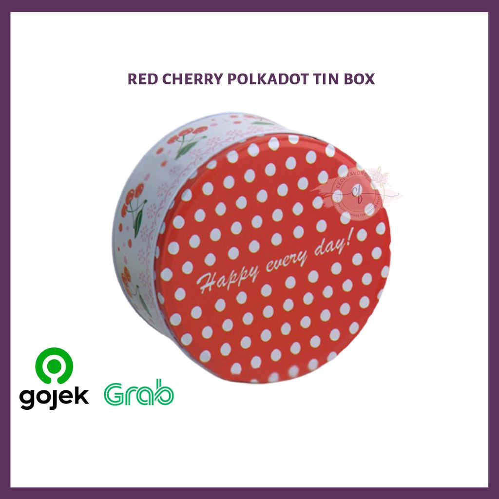 Jual Kotak Kaleng Kue Box Bulat - Red Cherry Polkadot | Shopee Indonesia