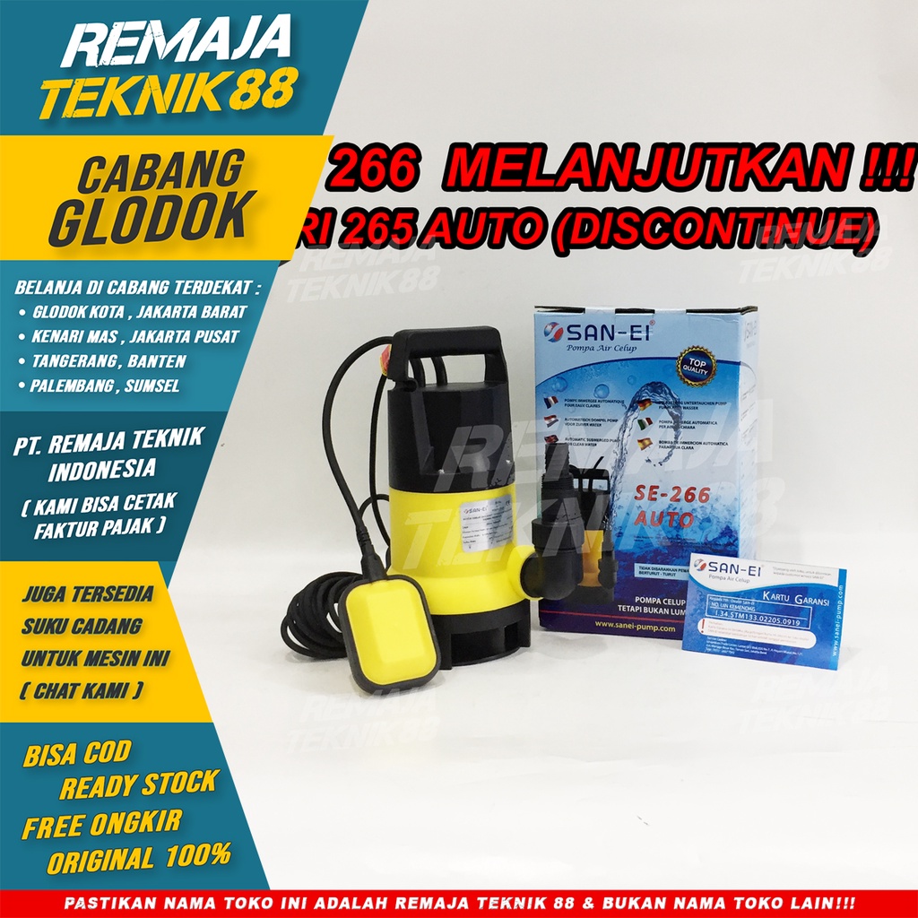 Jual POMPA CELUP AIR BERSIH SAN-EI SE-266 SE 266 OTOMATIS AUTO POMPA KOLAM | Shopee Indonesia