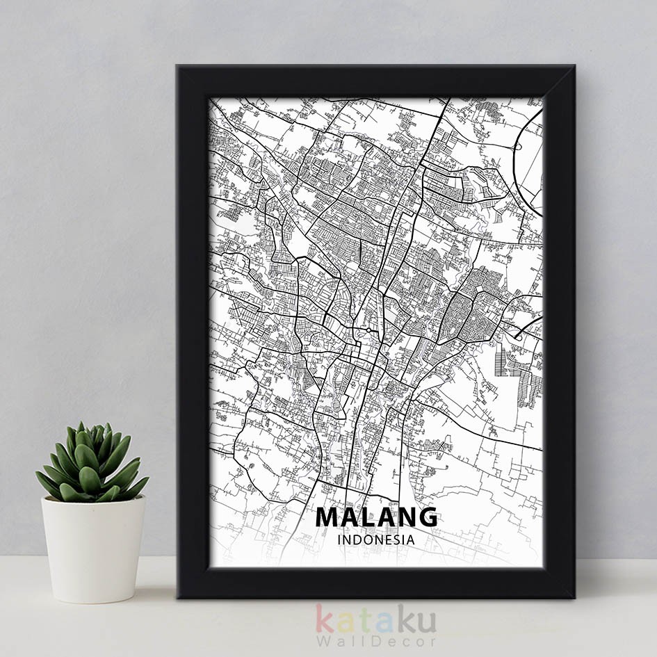 Jual Malang City Map Art Pajangan Dinding Poster Peta Malang Wall Decor ...