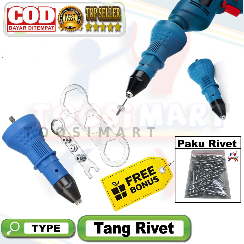 Jual Tang rivet adapter elektrik rivet gun bor tangan bonus paku rivet ...