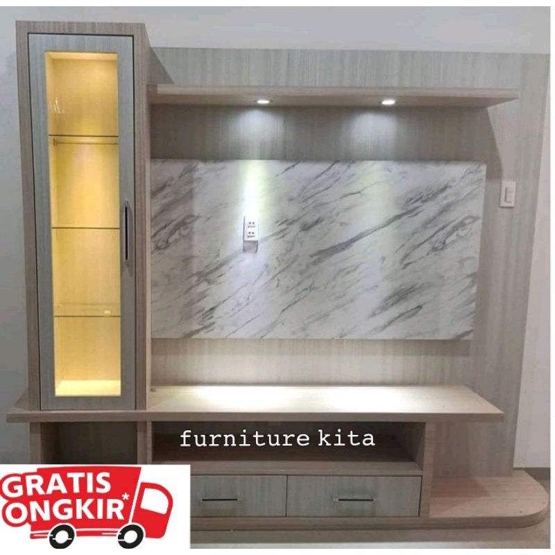 Jual Backdrop TV custom finishinh HPL ukuran 180x40x160 cm | Shopee ...