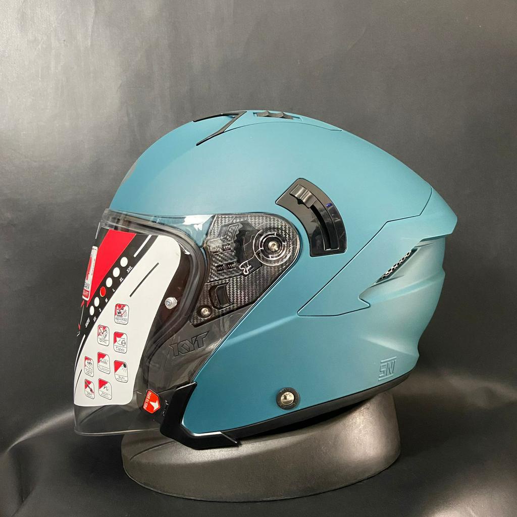 Jual HELM KYT NFJ SOLID EMERALD GREEN DOFF HALF FACE KYT NFJ DOUBLE ...