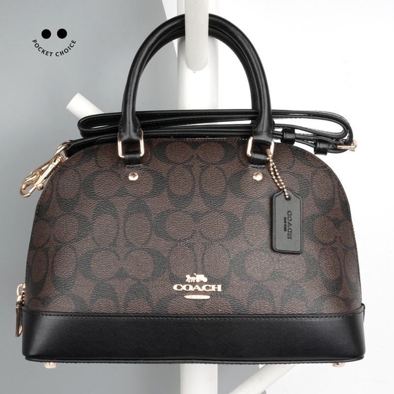 Jual Coach Mini Sierra Ready F27583 Canvas Mahogany Brown Black / Chalk ...