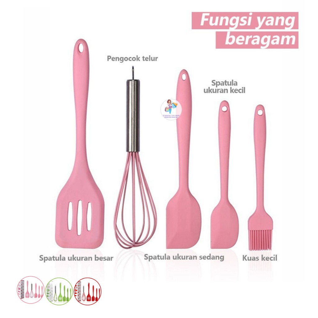 Jual Baking utensile sillicone Spatula Sutil Tahan Panas 1Set 5 Pcs ...