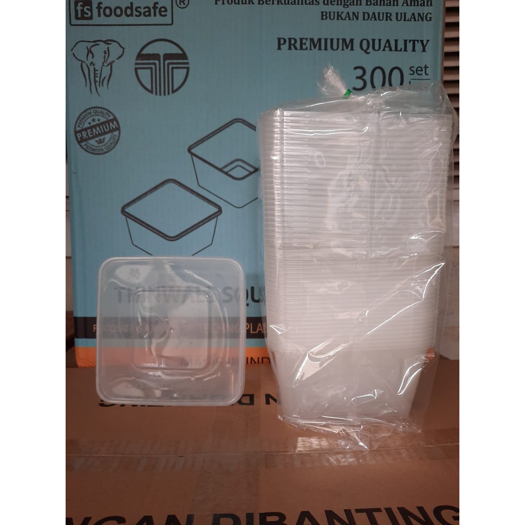 Jual Thinwall 1500 Ml Kotak Square Food Container Kotak Makan