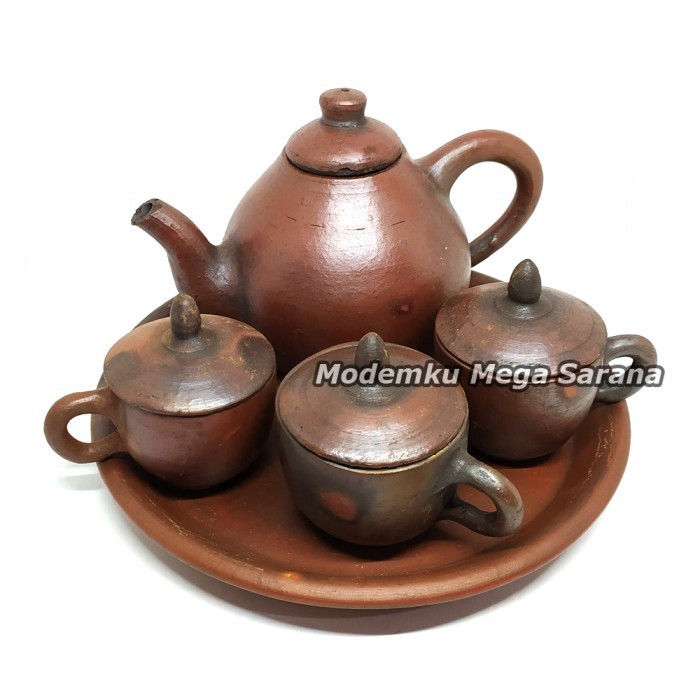 Jual Set Teko Cangkir Teh Poci Gerabah Tanah Liat Tradisional | Shopee ...
