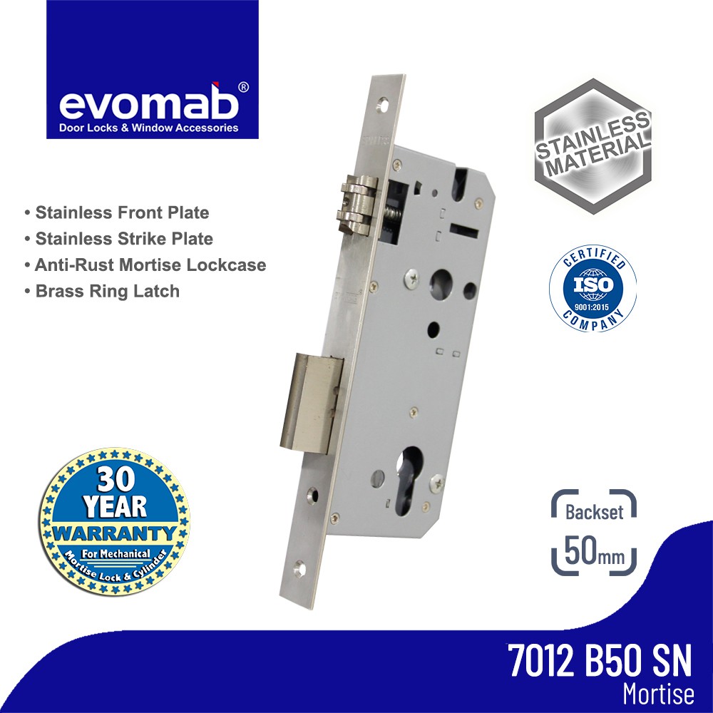 Jual evomab Mortise Roller Lock Body Badan Kunci Backset 50mm MMLC 7012 ...