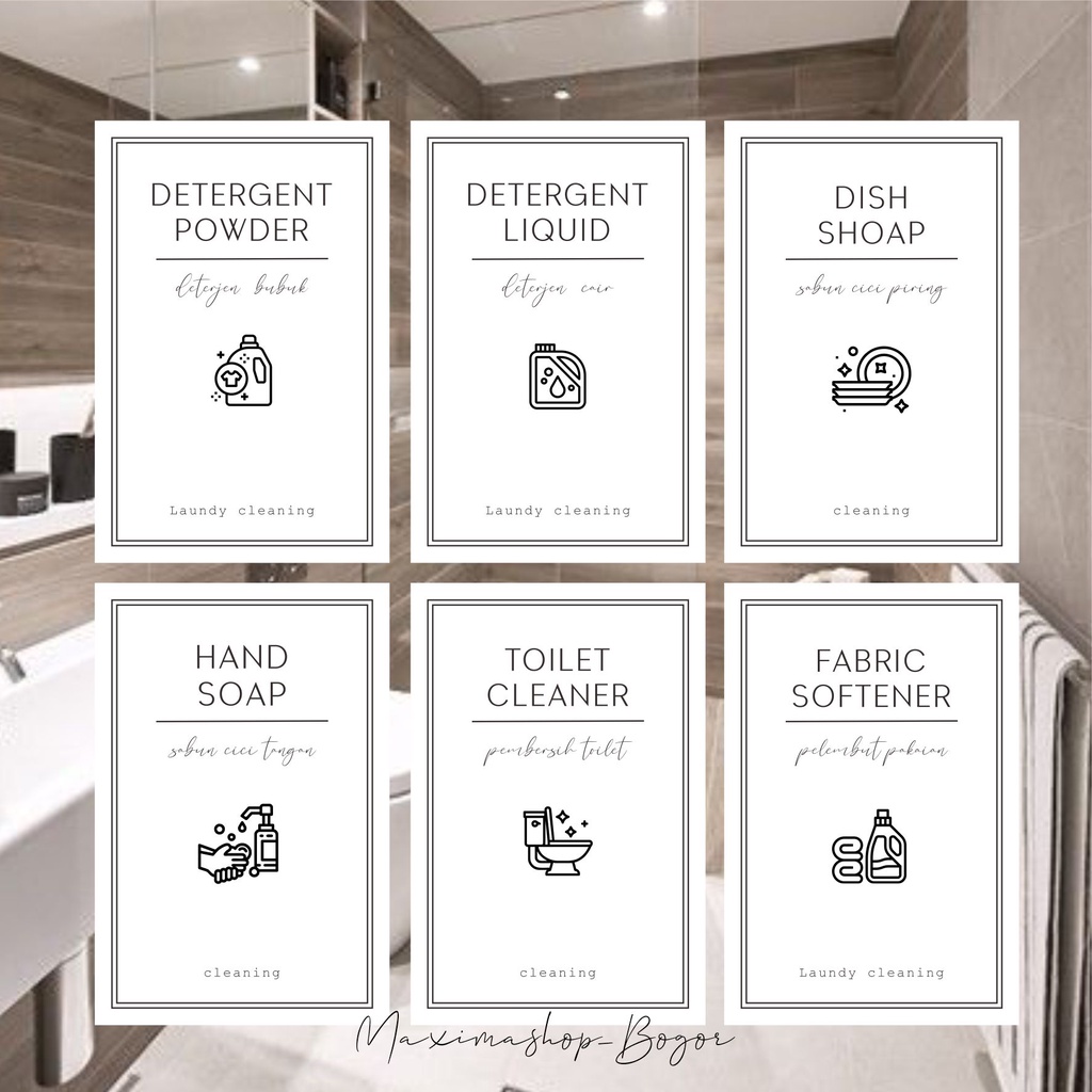 Jual Stiker Label Botol Sabun Deterjen Perlengkapan Kamar Mandi Anti ...