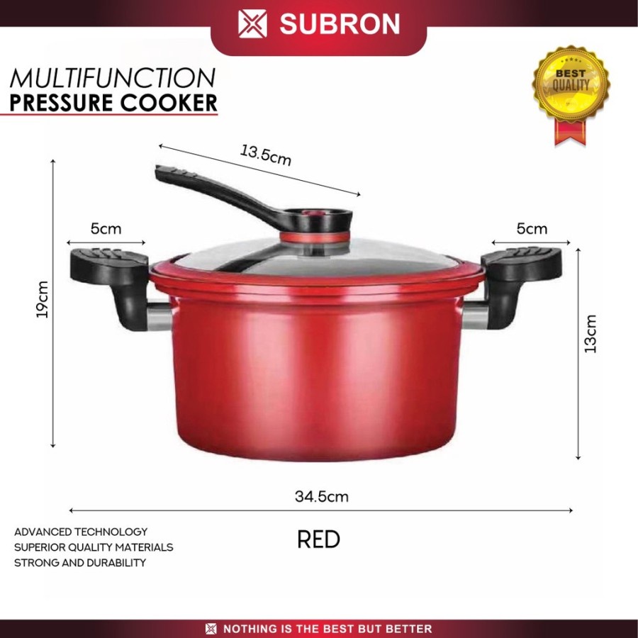 Jual Subron Panci Presto Teflon Pressure Cooker Lunak Totipotent 3.5 Liter Anti Lengket Tutup ...
