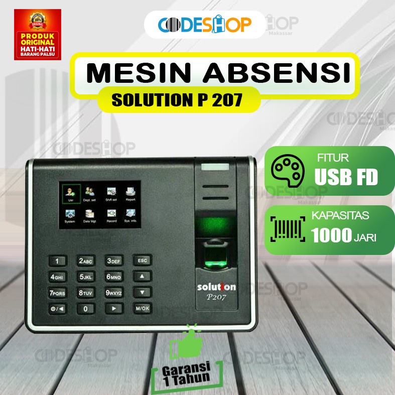 Jual MESIN ABSENSI SOLUTION P 207 / P207 LAPORAN TARIK VIA USB FLASHDISK | Shopee Indonesia