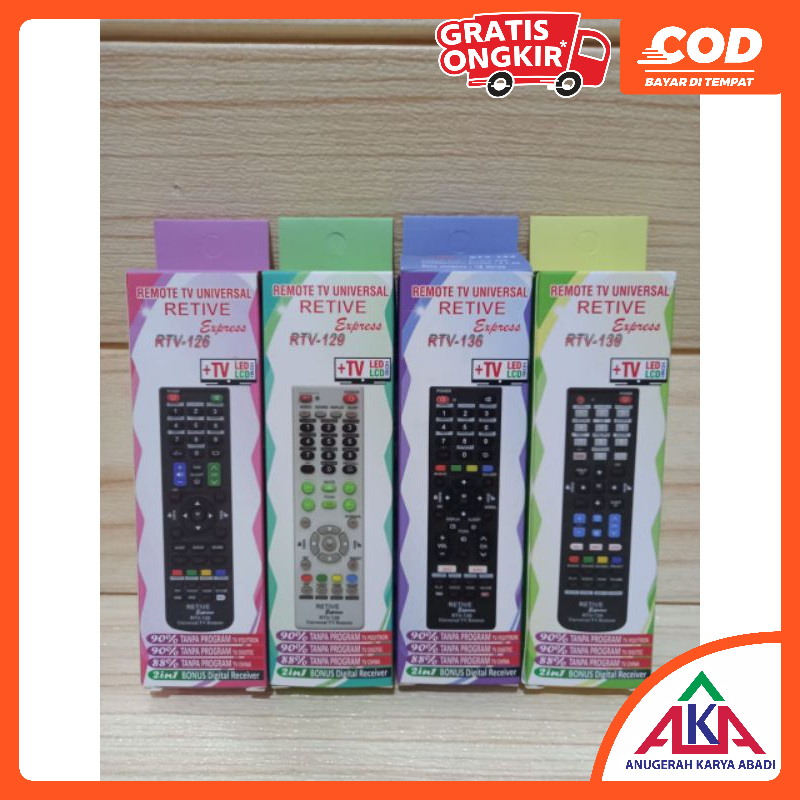 Jual REMOTE TV UNIVERSAL RETIVE RTV 123 - RTV 139 REMOT serba bisa untuk LCD, LED | Shopee Indonesia