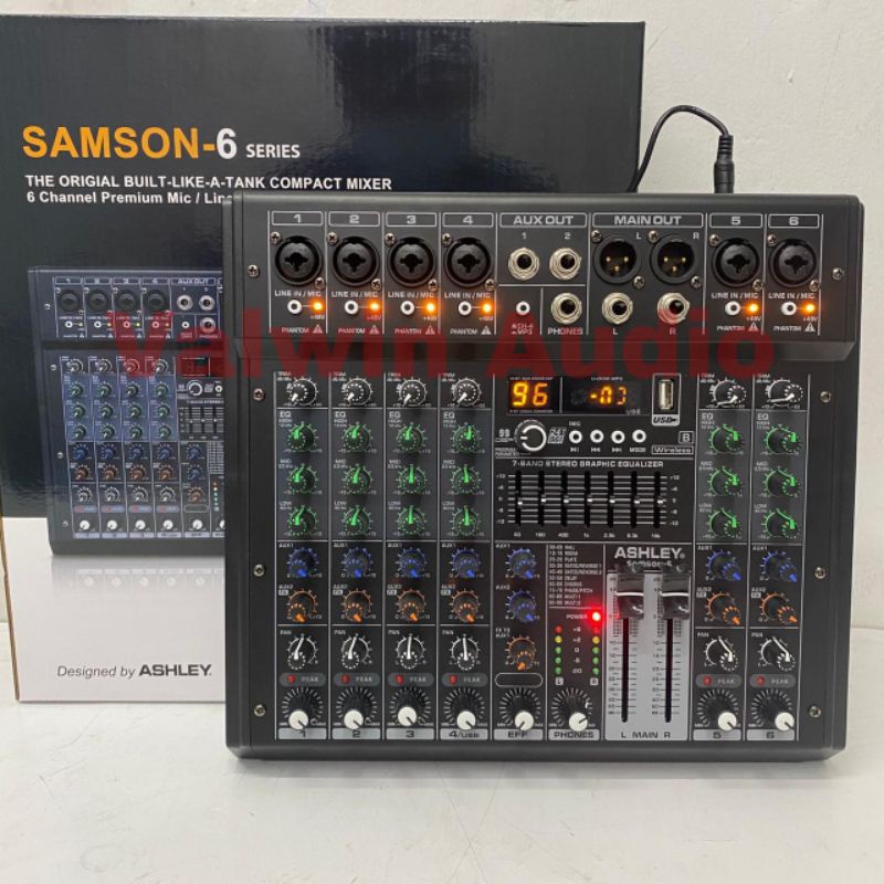 Jual Mixer Ashley Samson 6 Original 6 Channel Bluetooth - Soundcard | Shopee Indonesia