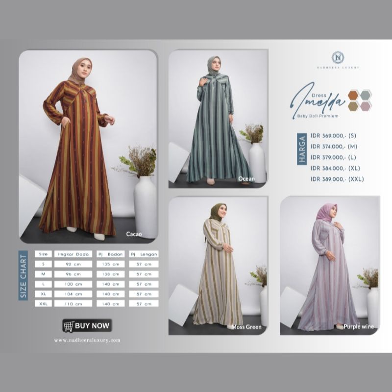 Jual DR206| IMELDA DRESS by Nadheera Luxury [ NEW - ND Pattern Series] Gamis Nadheera Luxury ...