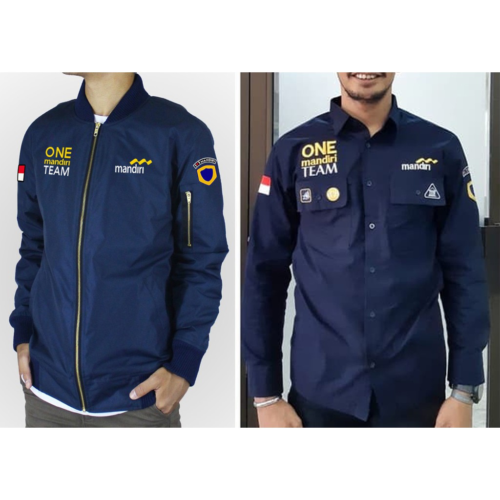 Jual Jaket Bomber Bank Mandiri Kemeja Seragam One Mandiri Team | Shopee ...