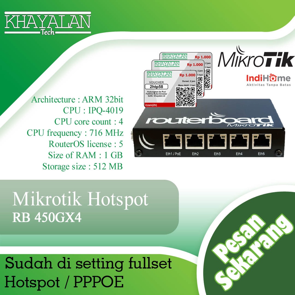 Jual Mikrotik Rb450gx4 Rb 450 Gx4 Full Setting Hotspot Voucher Pppoe
