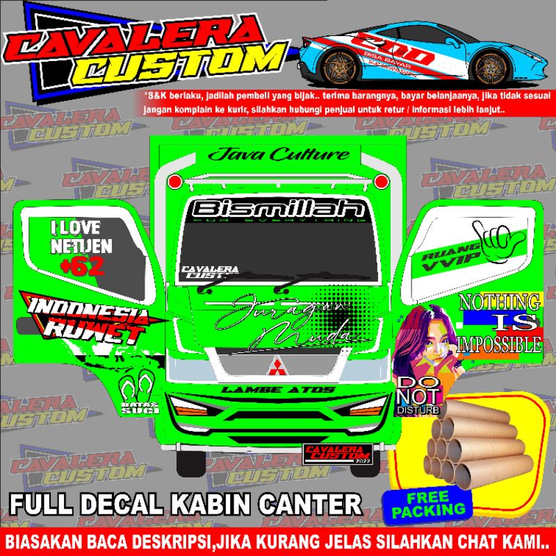 Jual decal kabin canter sticker printing motif 1 | Shopee Indonesia