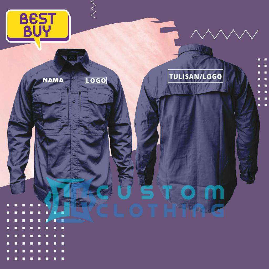 Jual Baju Kemeja Tactical Kerja Lapangan Outdoor Bordir Nama Logo ...