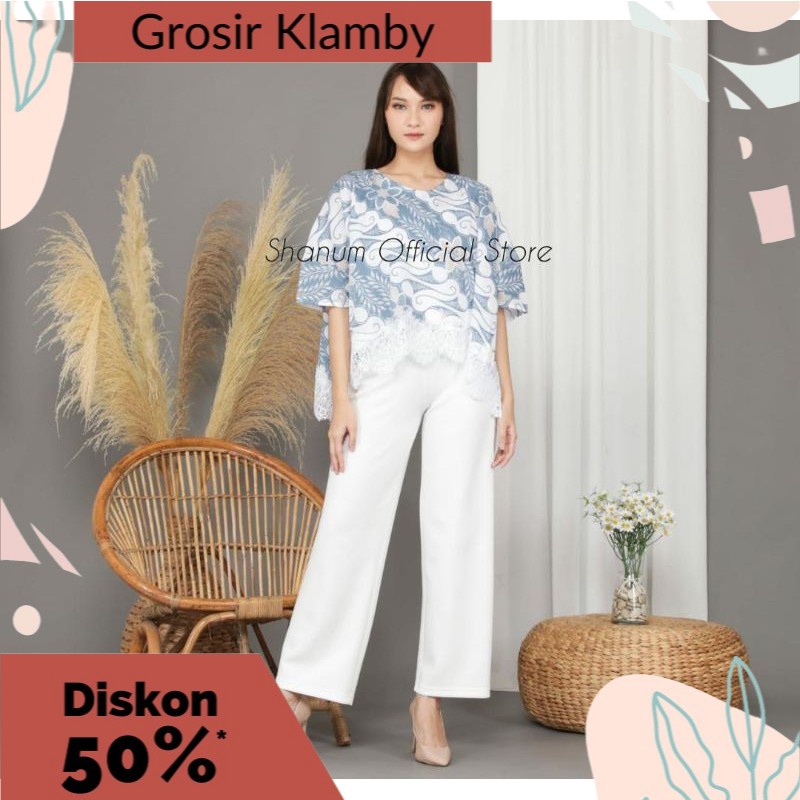 Jual Blus Shanum Batwing Batik Renda Lace Jumbo Pastel Atasan Batik ...