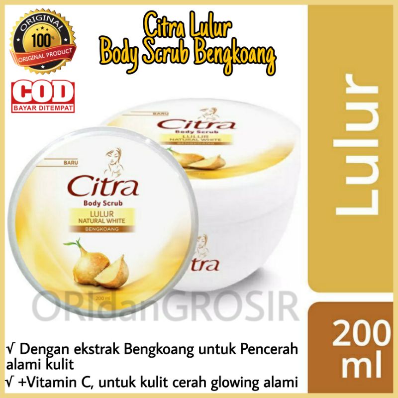 Jual ( ORIDANGROSIR ) CITRA LULUR PENCERAH BODY SCRUB BENGKOANG 200ML ...