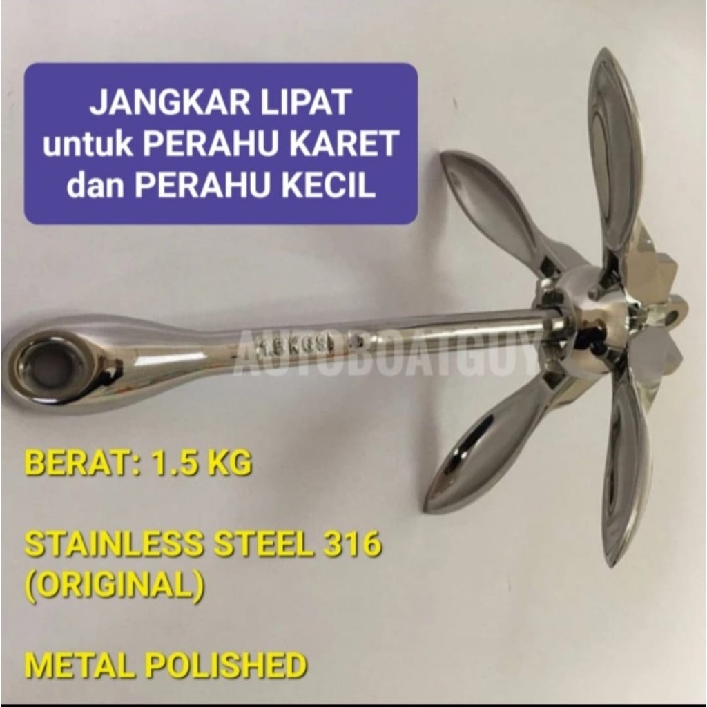 Jual JANGKAR Lipat ( Grapnel Anchor ) Payung Stainless Steel 1.5 KG ...