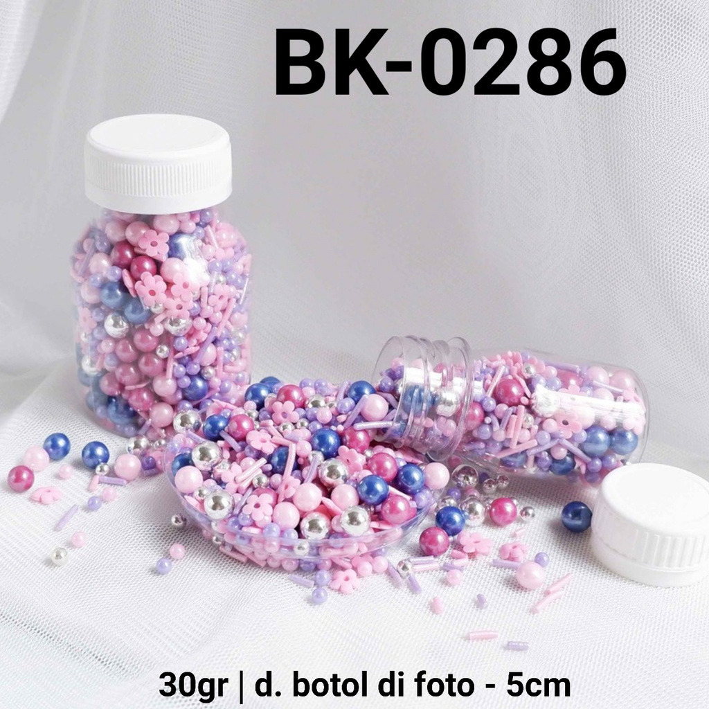 Jual BK-0286 Sprinkles sprinkle springkel 30gr mutiara bunga pink ungu ...