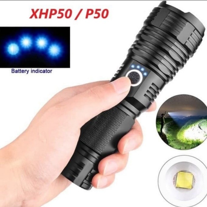 Jual Paket lengkap Senter LED Tactical 200000 Lumens Xhp 50 - Kualitas ...