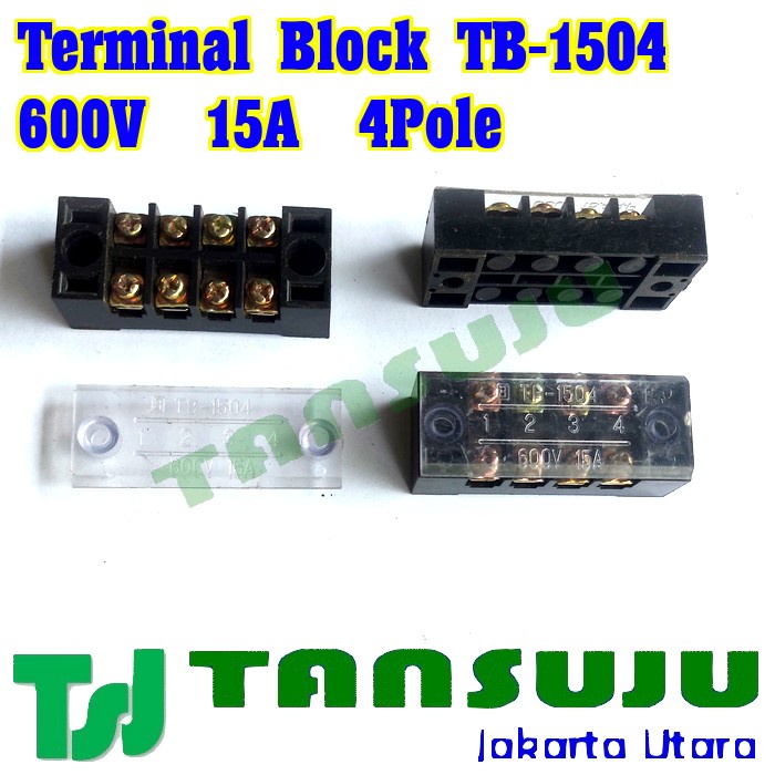 Jual Terminal Block TB-1504 600V 15A 4 Pole Blok Kabel Panel Mounted | Shopee Indonesia