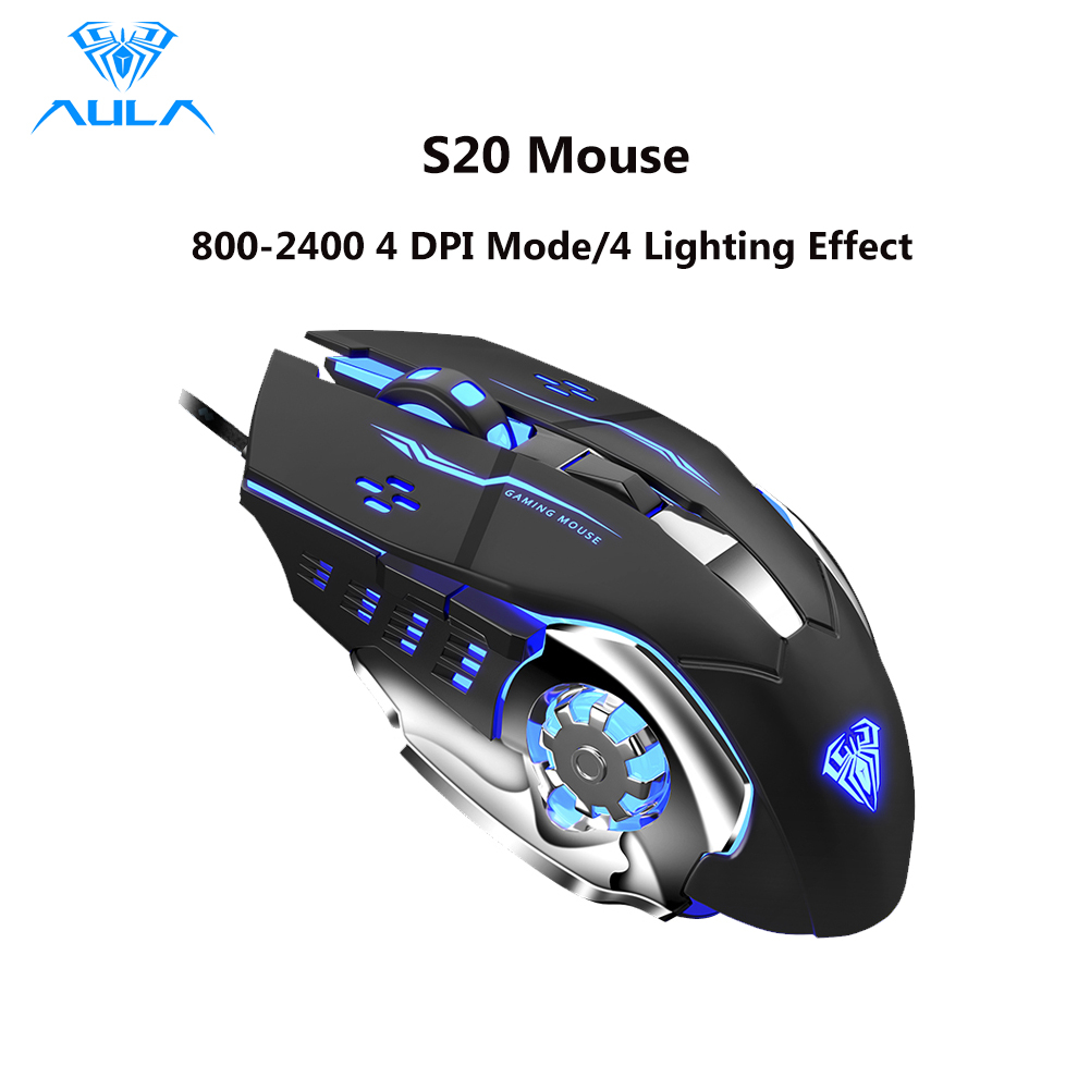 Jual AULA S20 Profesional Gaming Mouse 2400 DPI USB Wired Backlit Ergonomic Optical LED Mouse ...
