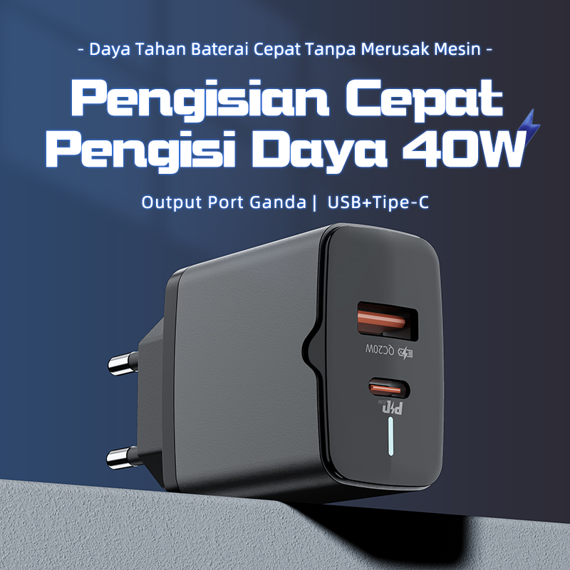 Jual KIVEE Kepala Charger iPhone Fast Charging PD20w Type-C+USB 40W Garansi asli 1 tahun ...