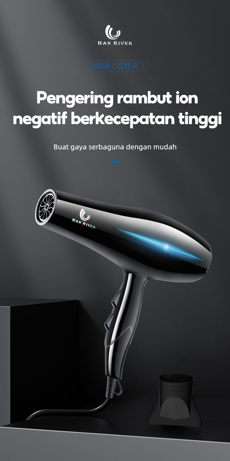 Jual HAN RIVER Paket Hair Dryer HRHD01BK Catokan HRJFB03BK | Shopee ...