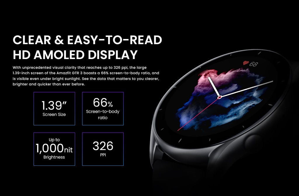 Jual Amazfit Official GTR 3 46mm Smartwatch 1.39" AMOLED Screen GPS Jam ...