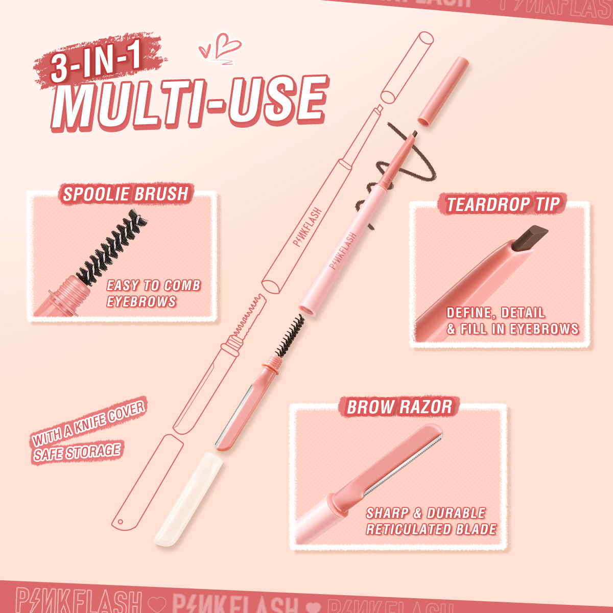 Jual PINKFLASH PinkDefiner 3-in-1 multi-use eyebrow pencil Long-lasting ...