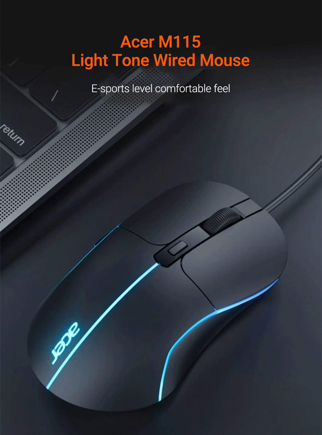 Jual Acer M115 Mouse Kabel 7 Warna RGB 5 Tombol Pemrograman DPI ...