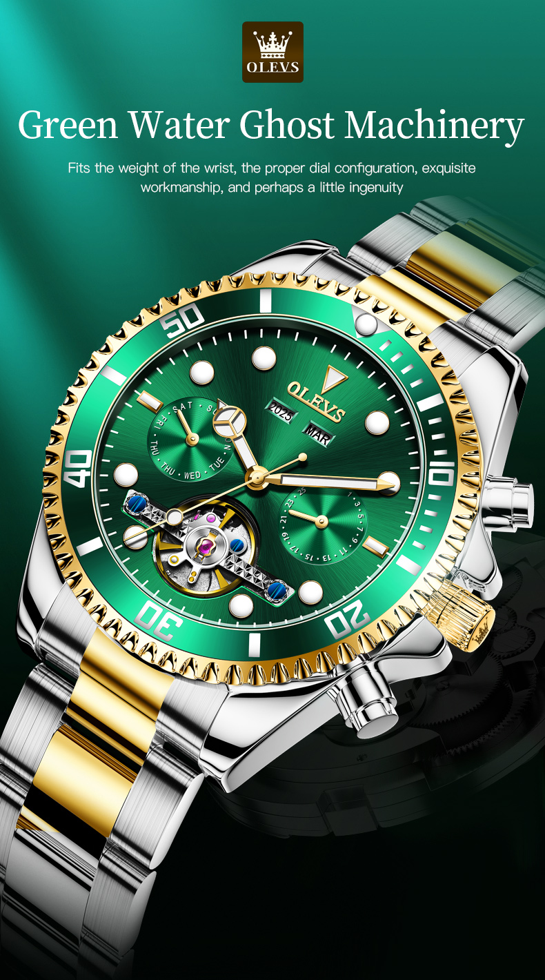 Jual OLEVS Jam Tangan Automatic Pria Original Anti Air Mewah Multi ...