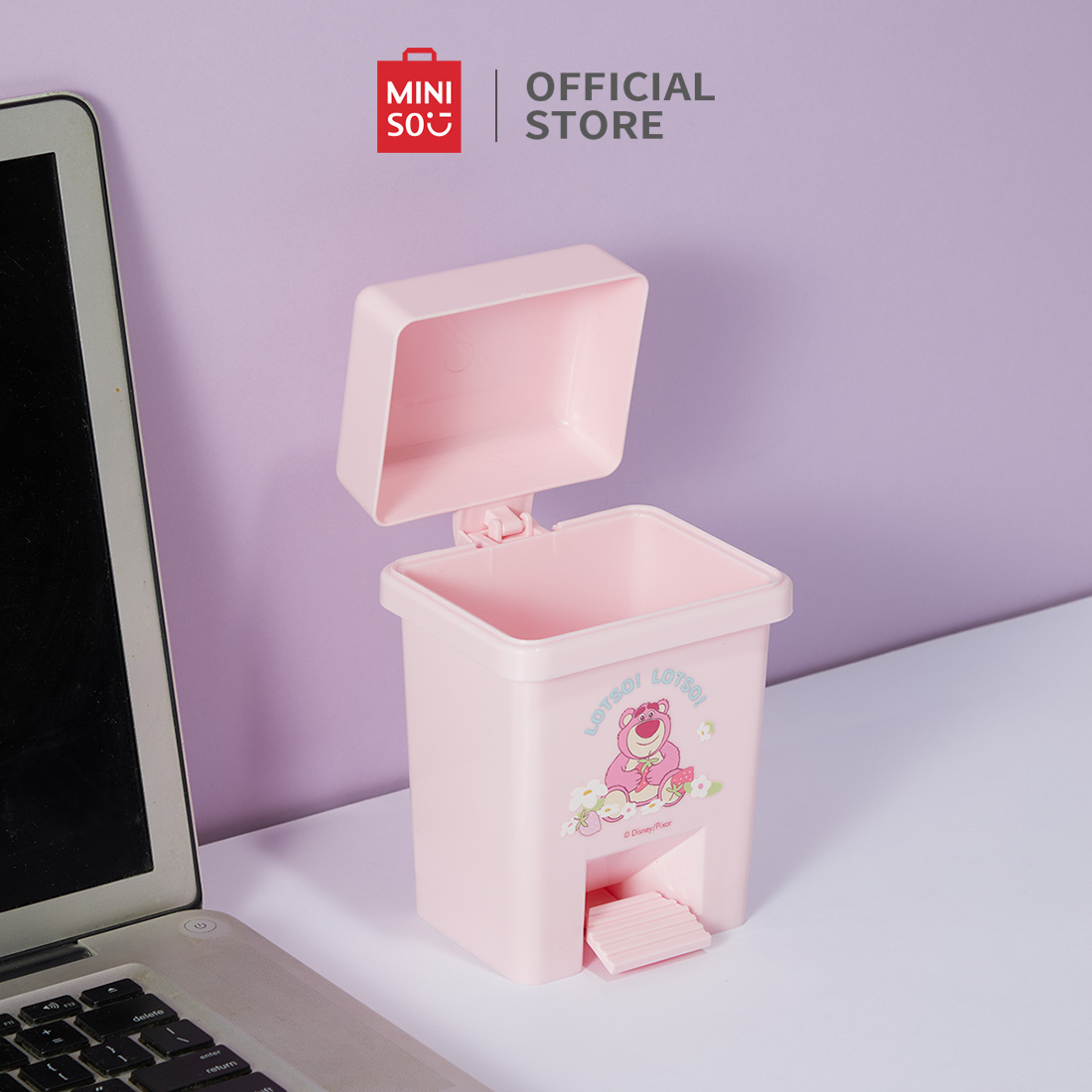 Jual MINISO x Disney Tempat Sampah Lotso Strawberry Bear Tong Sampah Mini Lucu Tempat Sampah ...
