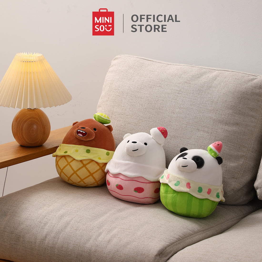 Jual MINISO We Bare Bears 8in Dessert Bare Bears Plush Toy Cute Bear ...