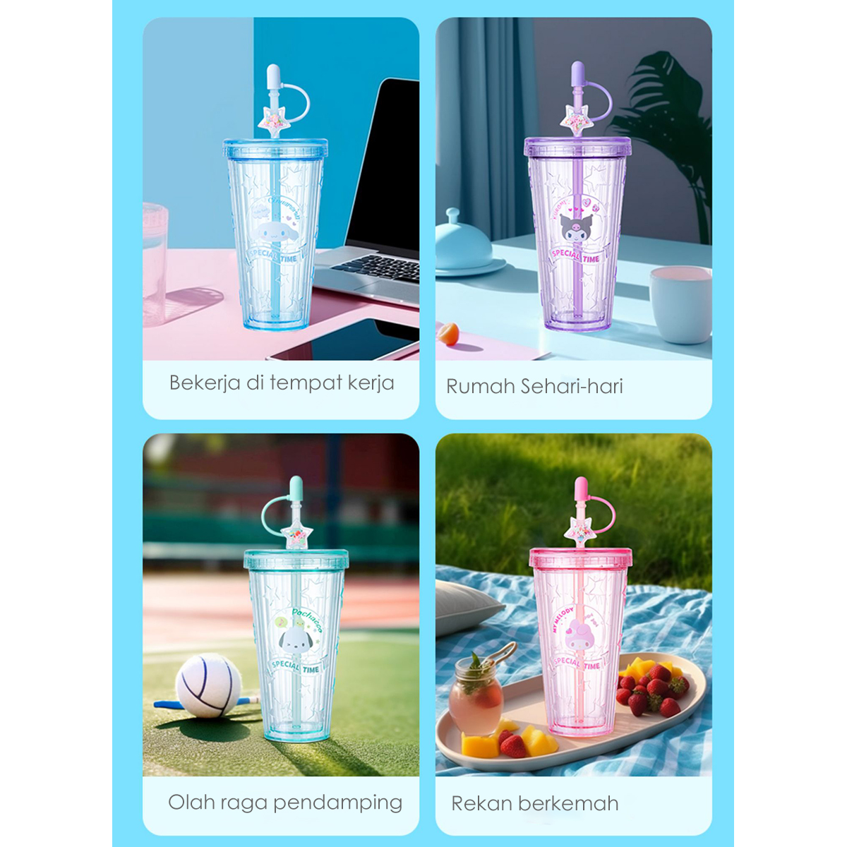 Jual Miniso X Sanrio Botol Minum Tumbler 420Ml Botol Minum Anak Sanrio Summer Star Twinkling ...