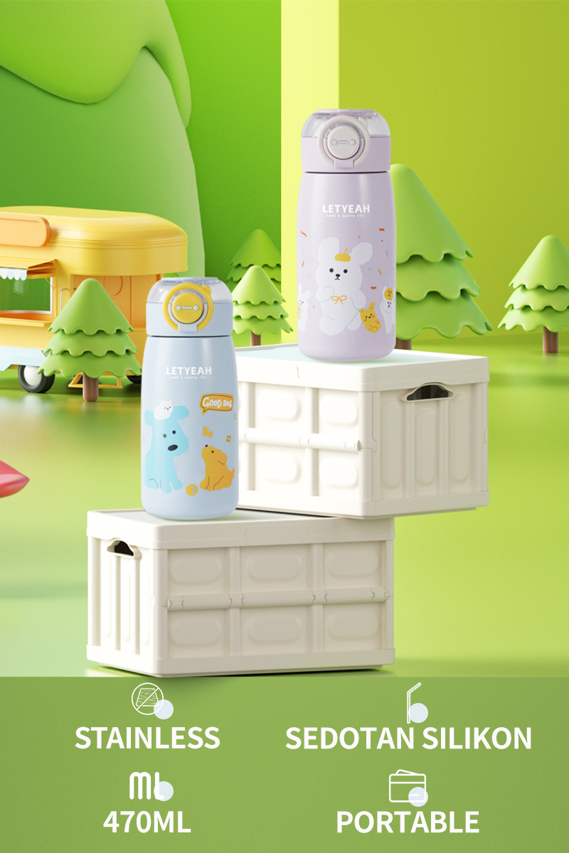 Jual LetYeah Lucu Vacuum Flask Sedotan Anak 350ml/Termos Anak Stainless ...