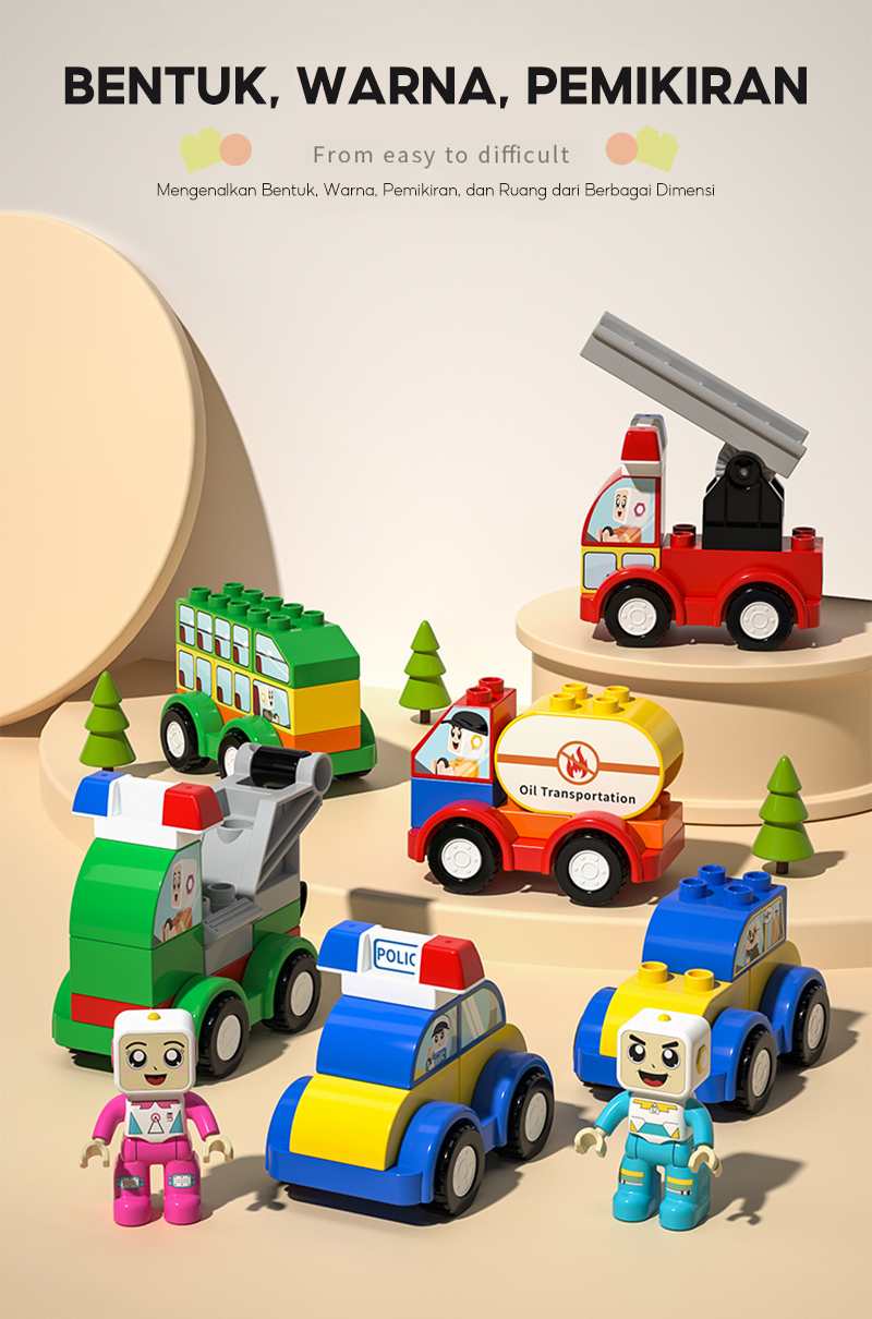 Jual OHSOME Yinerle City Traffic Car Robot 54 Pcs / Mainan Rakit Blok ...